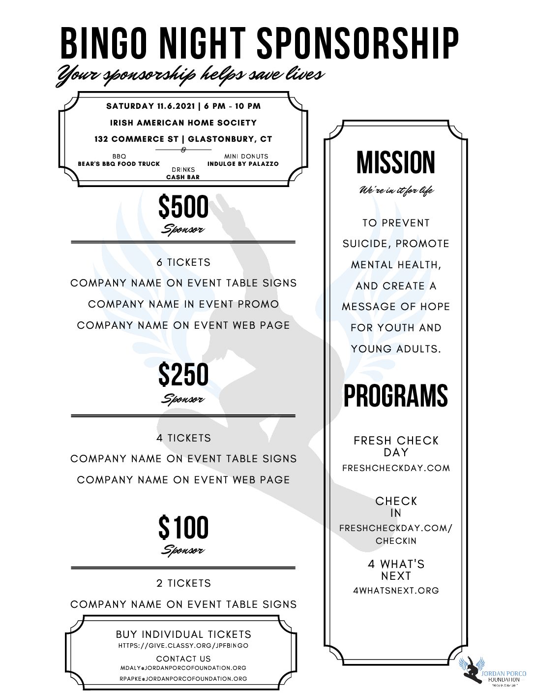 Jordan Porco Foundation JPF Bingo Night Sponsorship | Jordan Porco ...